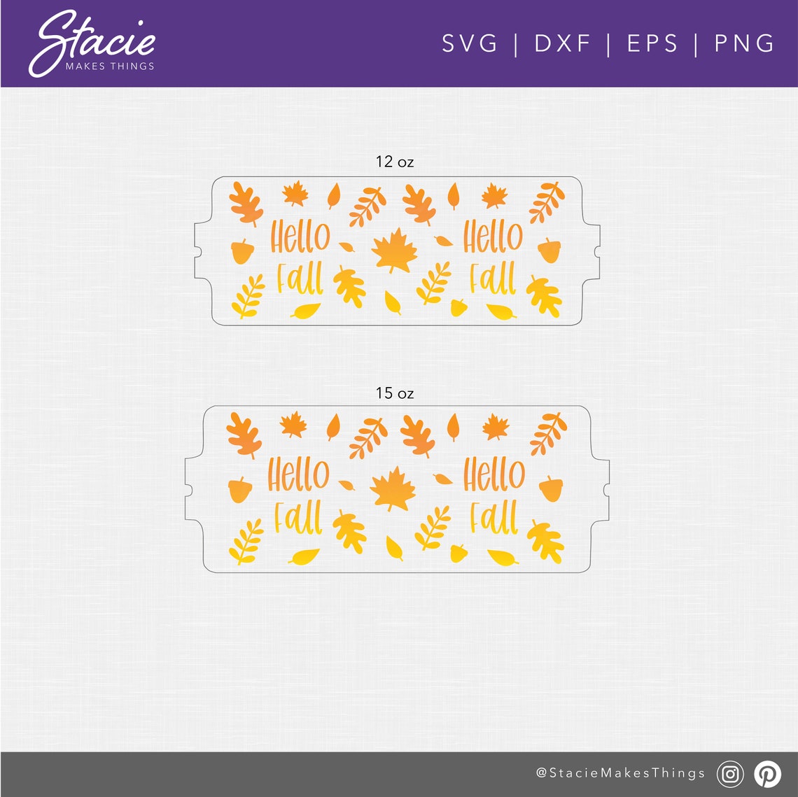 Hello Fall Svg, Mug Press, Template for Infusible Ink Svg, Full Wrap ...