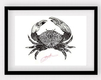 Pen and Ink Crab - Etsy