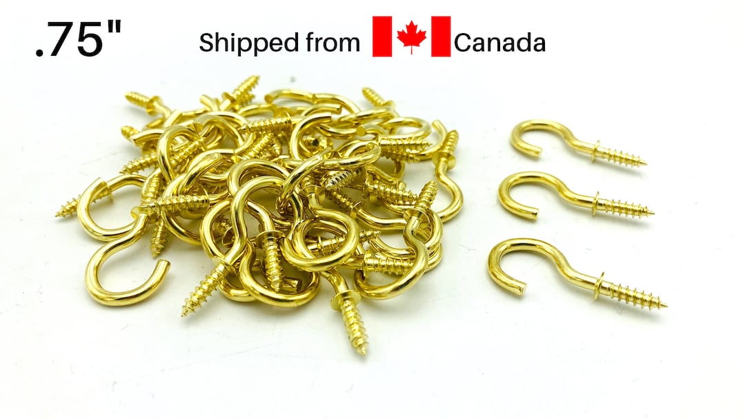 Bulk Screw Shoulder Hook Brass Gold Look .75 Inch 1 1.25 Utility ...