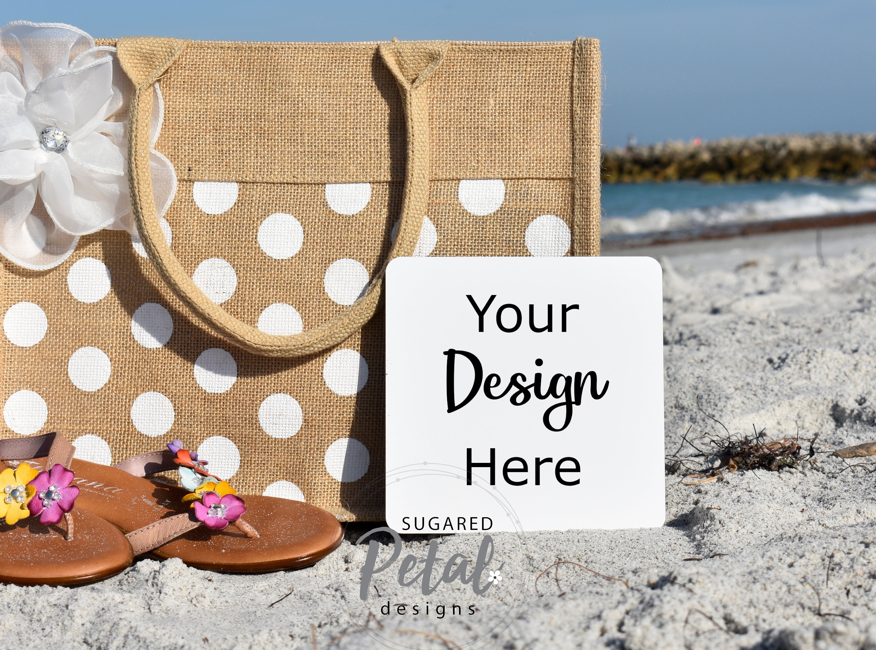 2 Designs 6x6 Square Hardboard Sign Mockup Summer Beach | Etsy
