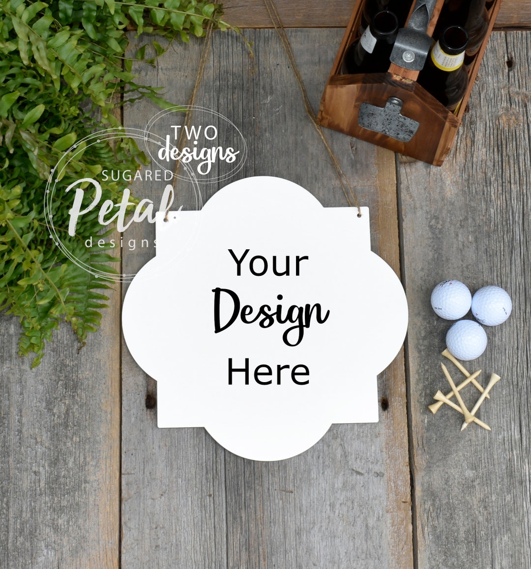 2 Designs | Quatrefoil Shape | Mockup 12" Hardboard Hanging Sign ...