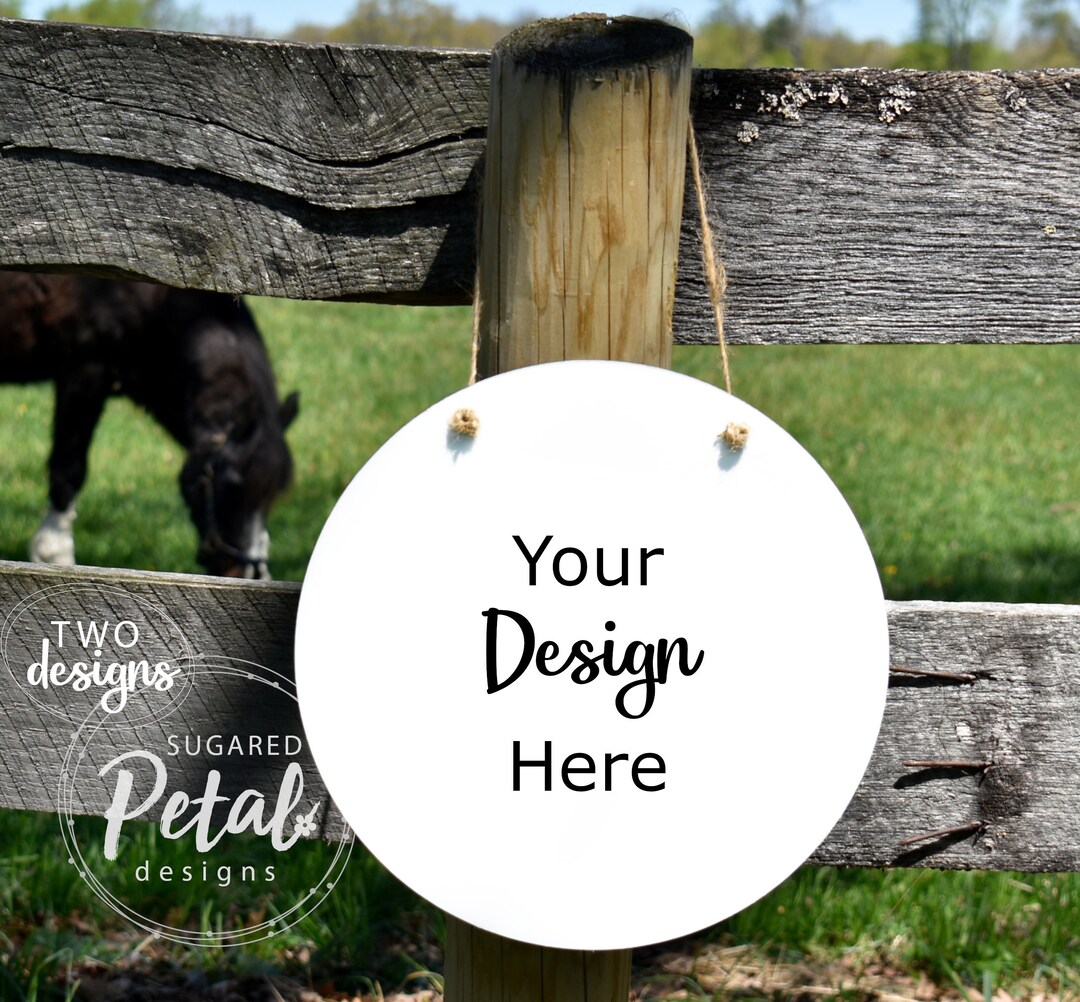 2 Designs | Mockup 12" Round Hardboard Hanging Sign | JPG and PNG ...