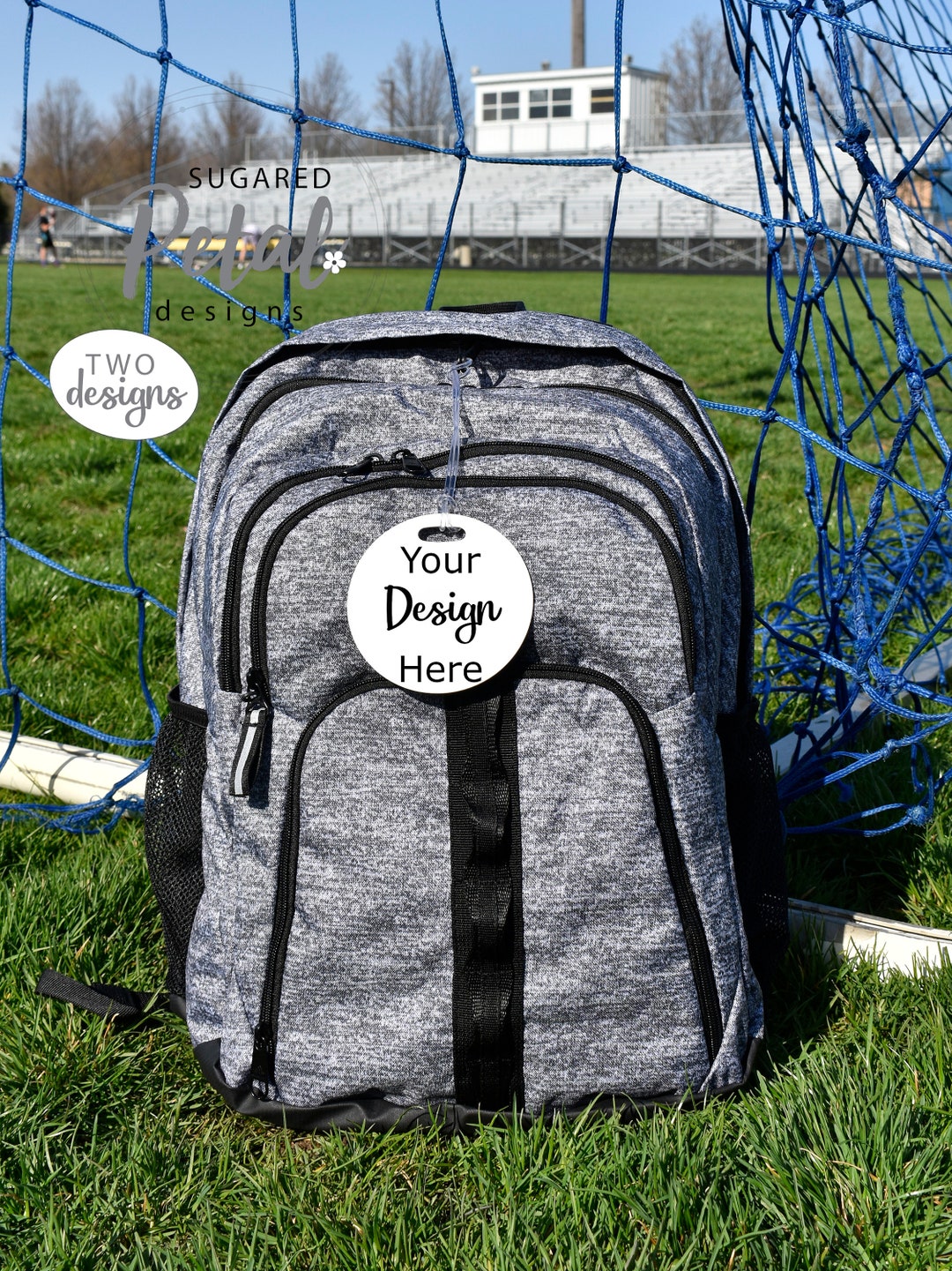 2 Designs | Mockup Soccer and Bleacher Sports Bag Name Tag Slat Hole ...