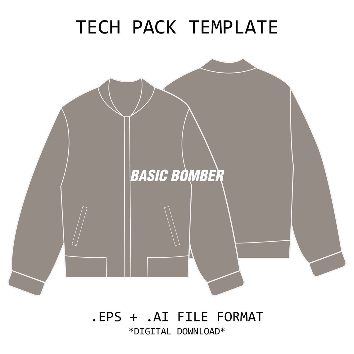 BOMBER JACKET | Flat Mock-up Template | Vector File - Etsy