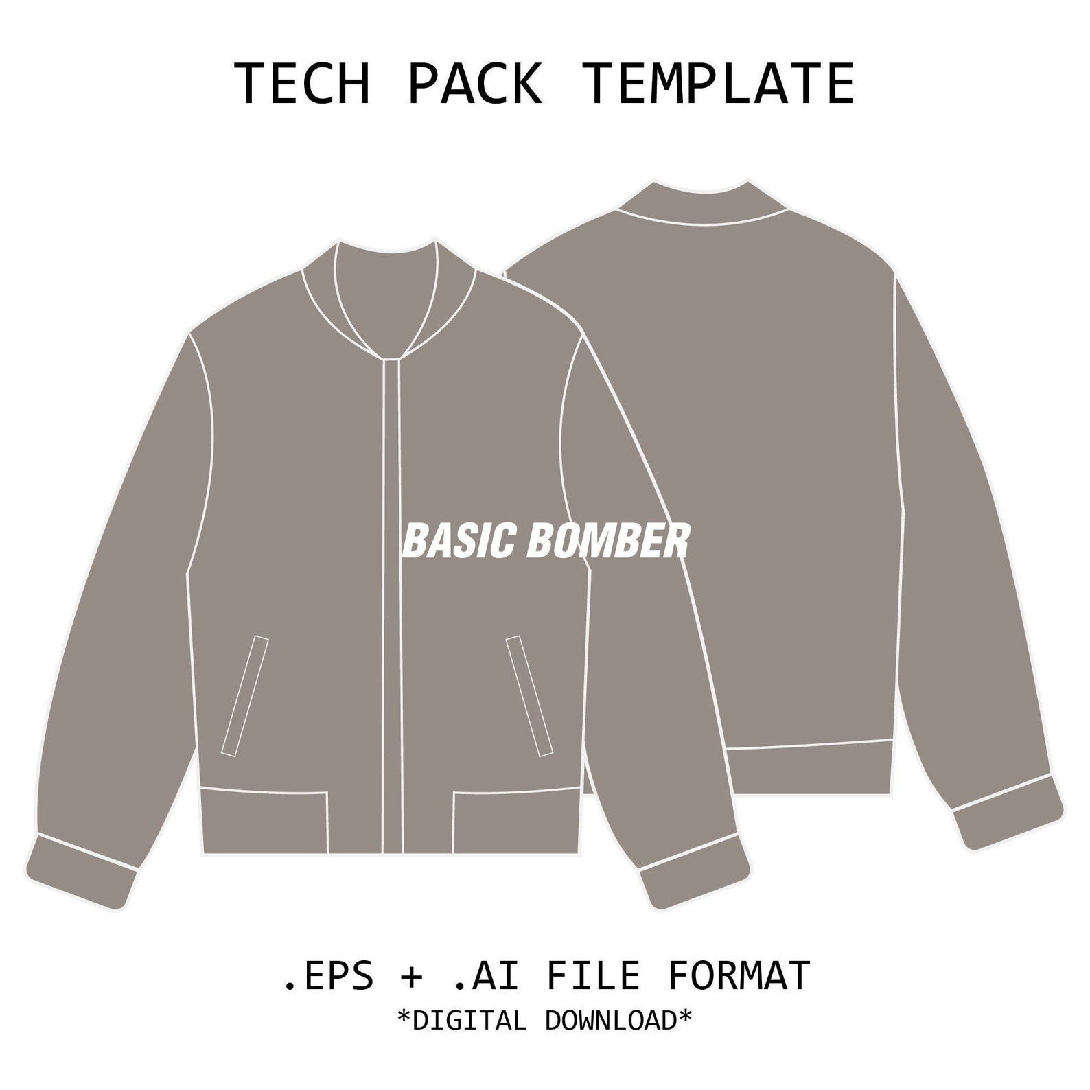 BOMBER JACKET | Flat Mock-up Template | Vector File - Etsy