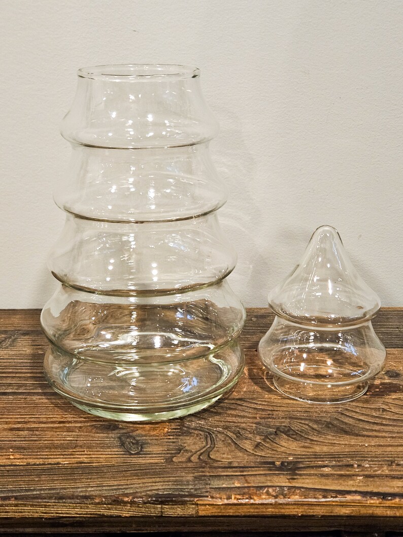 Vintage Glass Fillable Christmas Tree Candy Jar Decor With Lid - Etsy