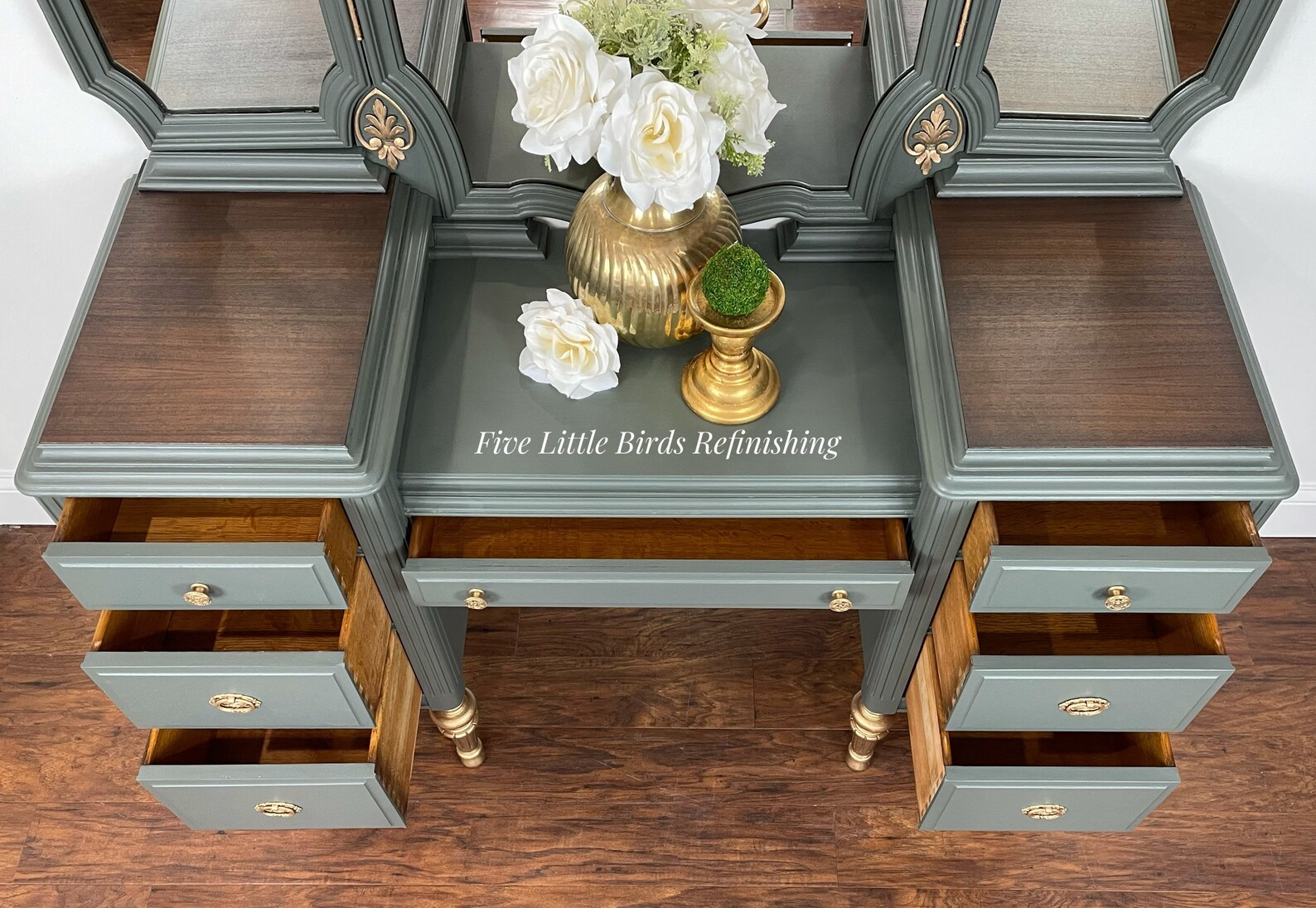 Custom Order Option. Antique Vanity With Tri-fold Mirror. Vintage ...