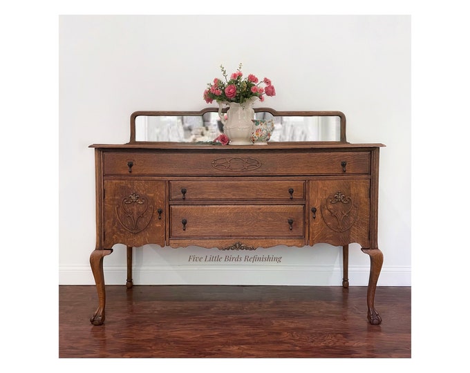 Antique Tiger Oak Quarter Sawn Buffet. 1900s Antique Buffet With ...