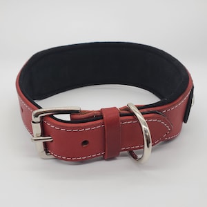 Wide 2 Inch Luxury Soft Padded Leather Dog Collar for Large Dogs ...