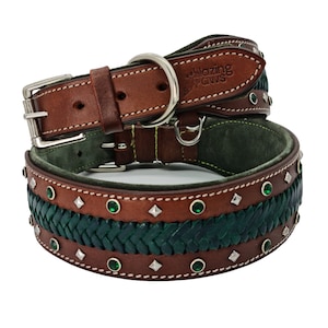 Blazingpaws Mariner 2 Inch Wide Thick Western Leather Dog Collar for ...