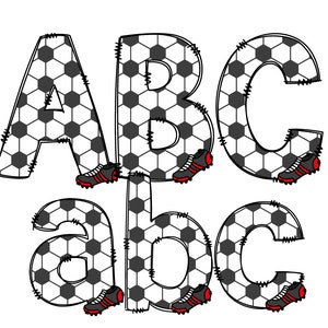 Soccer Alphabet Letters PNG Bundle, Soccer Ball Sports Lover Hand Drawn ...