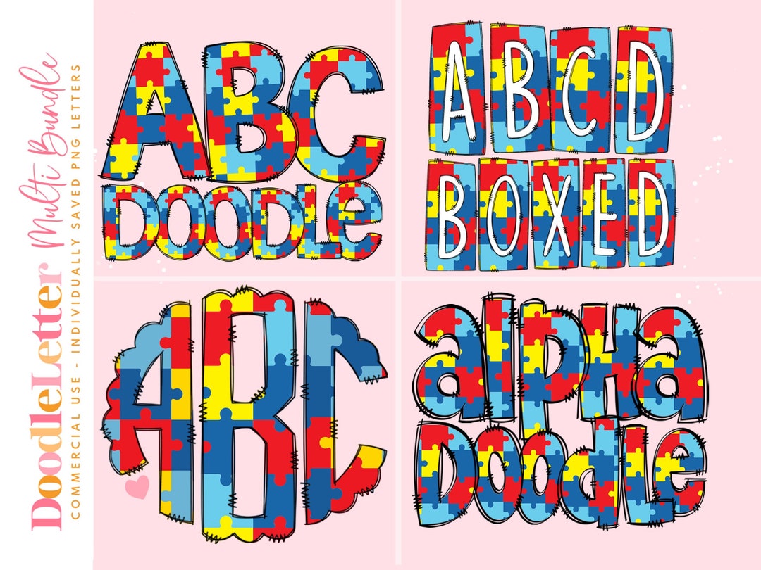 Autism Mega Doodle Letter Bundle, Alphabet Set, Clip Art Letters ...
