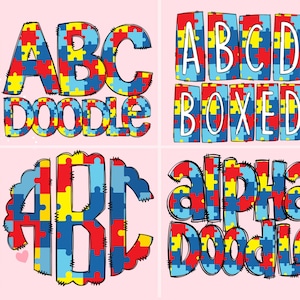 Autism Mega Doodle Letter Bundle, Alphabet Set, Clip Art Letters, Doodle Monogram Bundles PNG - Etsy