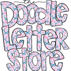 Pastel Butterflies Pink Blue Purple Spring Floral Alphabet Letters PNG ...