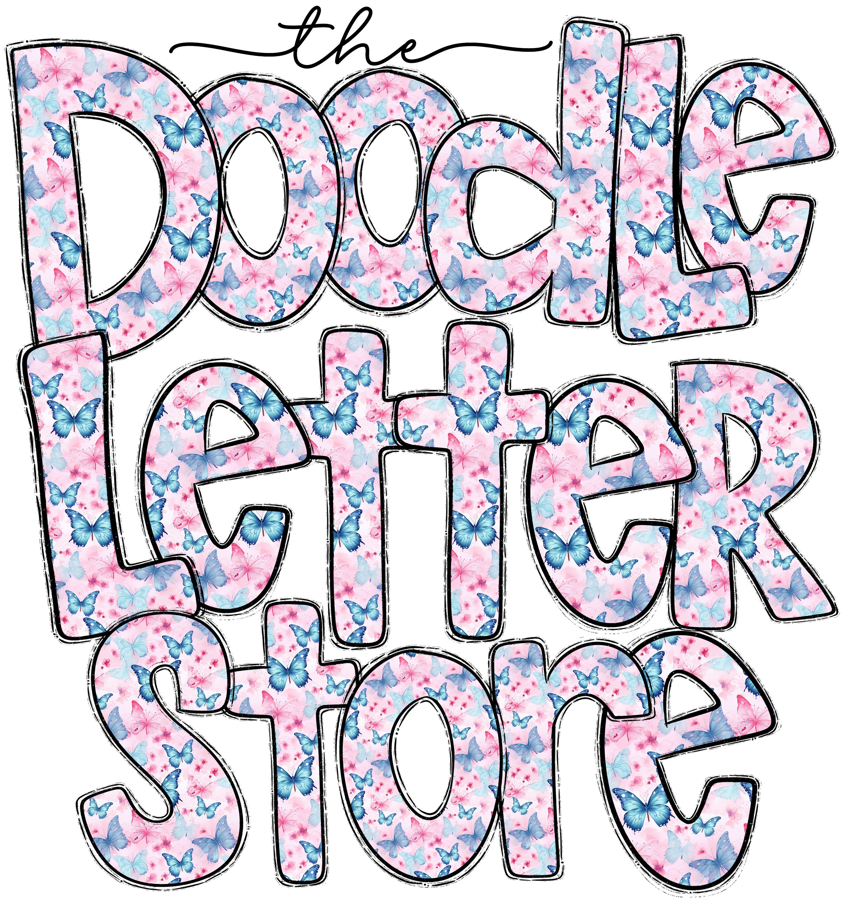 Pastel Butterflies Pink Blue Purple Spring Floral Alphabet Letters PNG ...