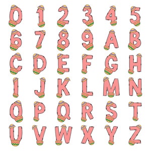 Easter Alphabet Letters PNG Bundle, Easter Eggs, Spring Floral, Easter ...