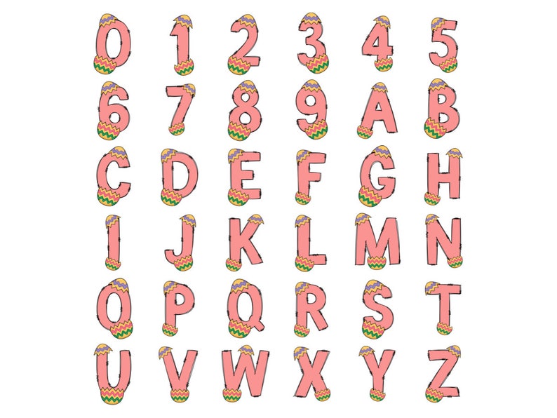 Easter Bunny Alphabet Letters PNG Bundle Easter Eggs Spring - Etsy