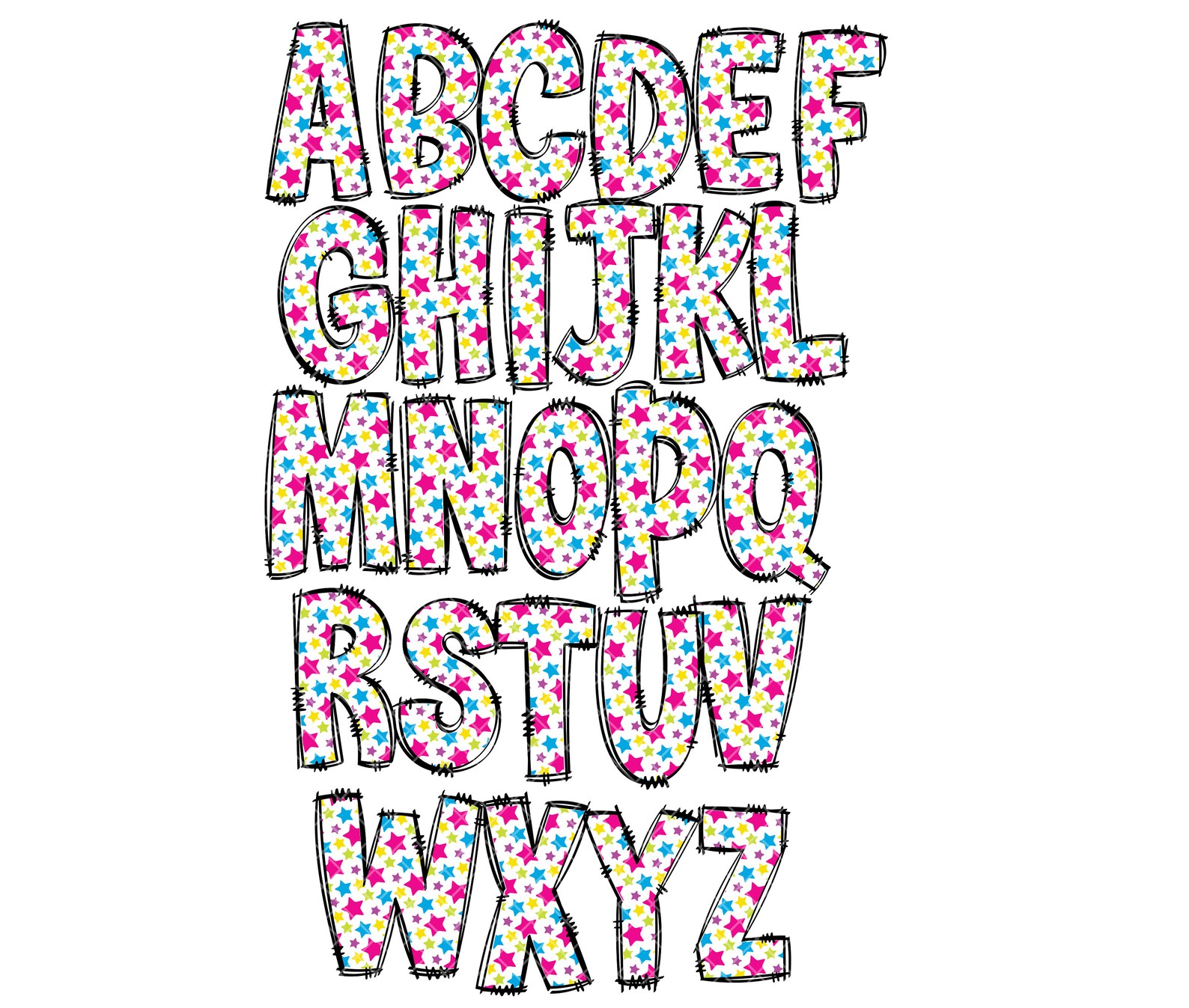 Bright Rainbow Alphabet Letters PNG Bundle Unicorn Doodle - Etsy