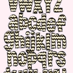Graduation Chevron Gold Mega Doodle Letter Bundle, Alphabet Set, Clip ...