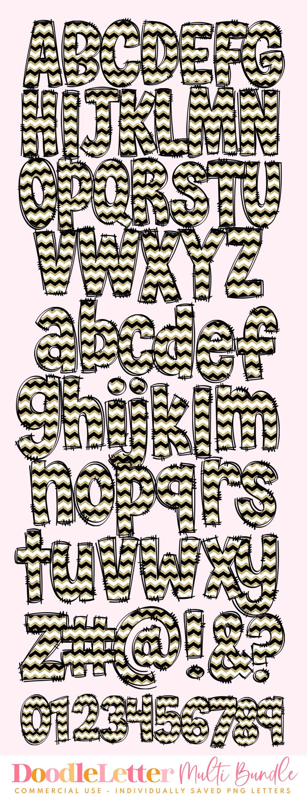 Graduation Chevron Gold Mega Doodle Letter Bundle, Alphabet Set, Clip ...