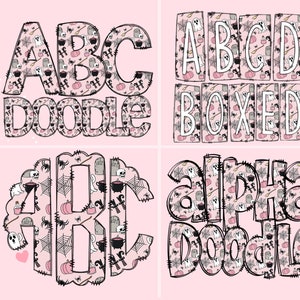 Pink Halloween Mega Doodle Letter Bundle, Alphabet Set, Clip Art ...