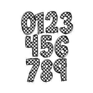 Retro Check Doodle Alphabet Letters, Checkered Squares Sublimation ...