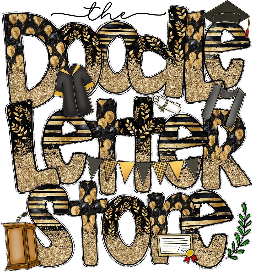 Graduation Alphabet Letters With Matching Clip Art, School Grad 2024 ...