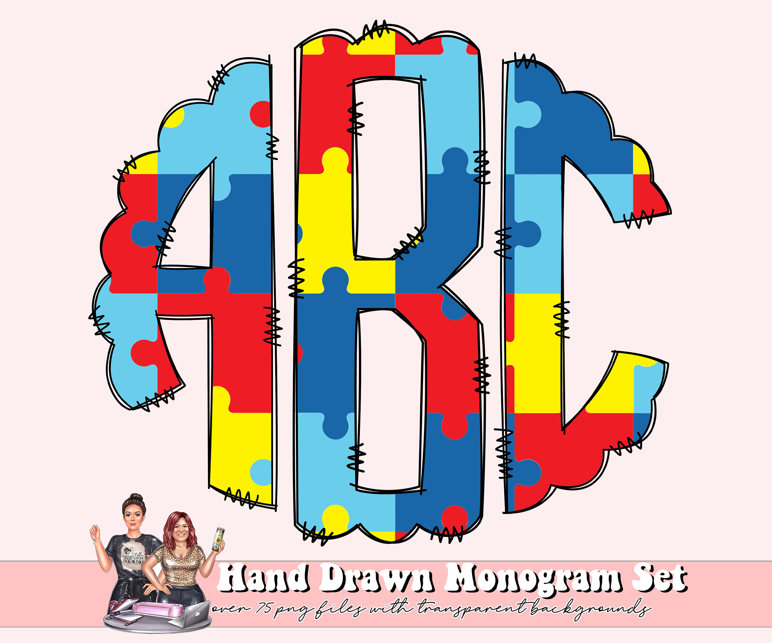 Autism Monogram Full Alphabet Individually Saved Monogram - Etsy