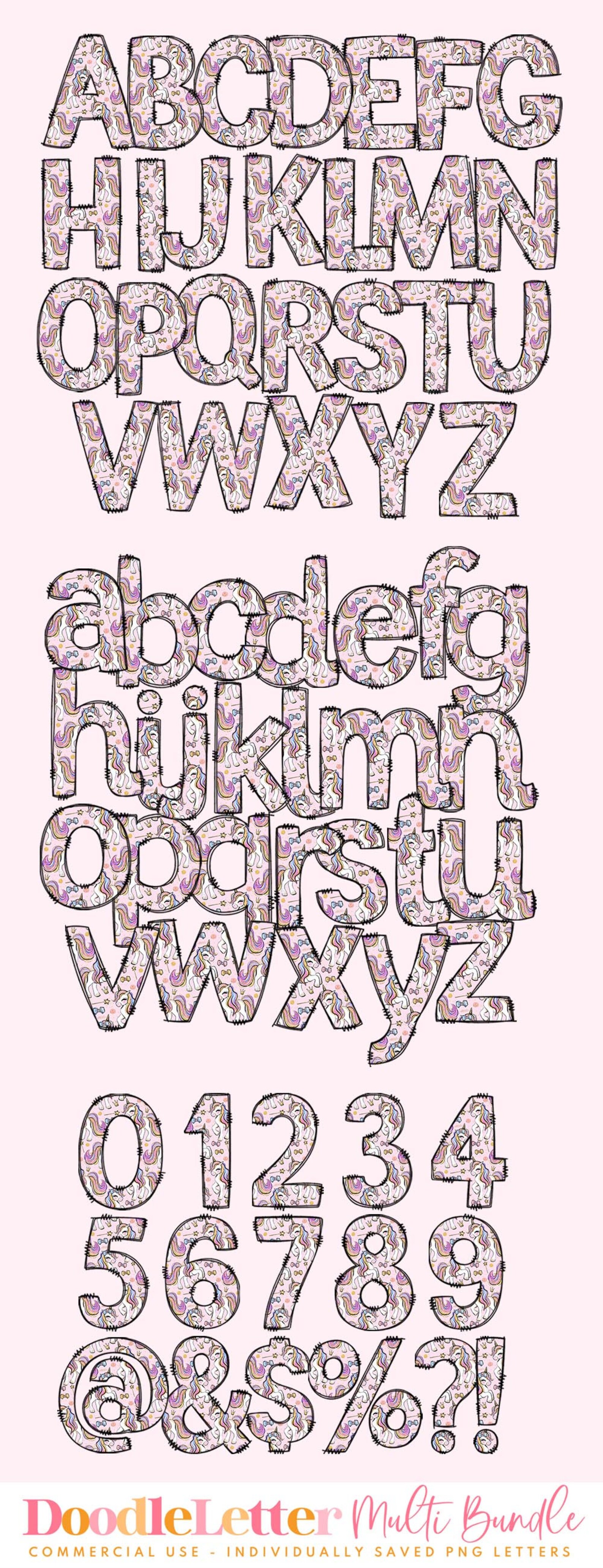 Unicorn Mini Mega Doodle Letter Bundle, Alphabet Set, Clip Art Letters ...
