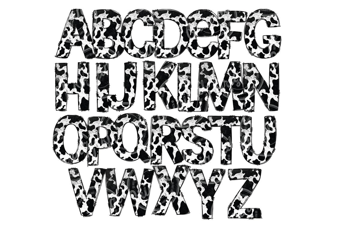 Cowhide Doodle Letters With Matching Tumbler Cow Hide Doodle - Etsy