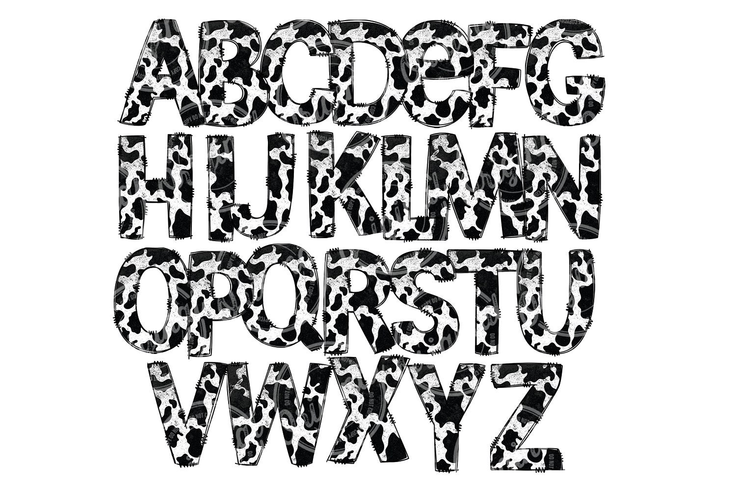 Cowhide Doodle Letters With Matching Tumbler Cow Hide Doodle - Etsy