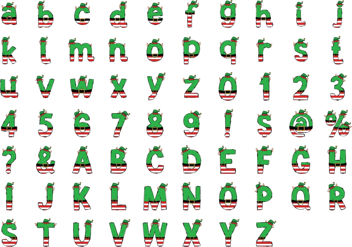 Christmas Doodle Letters Santa Sublimation Font Xmas Doodle - Etsy