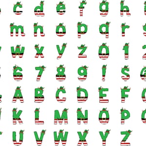 Christmas Doodle Letters, Santa Sublimation Font, Xmas Doodle Alpha ...