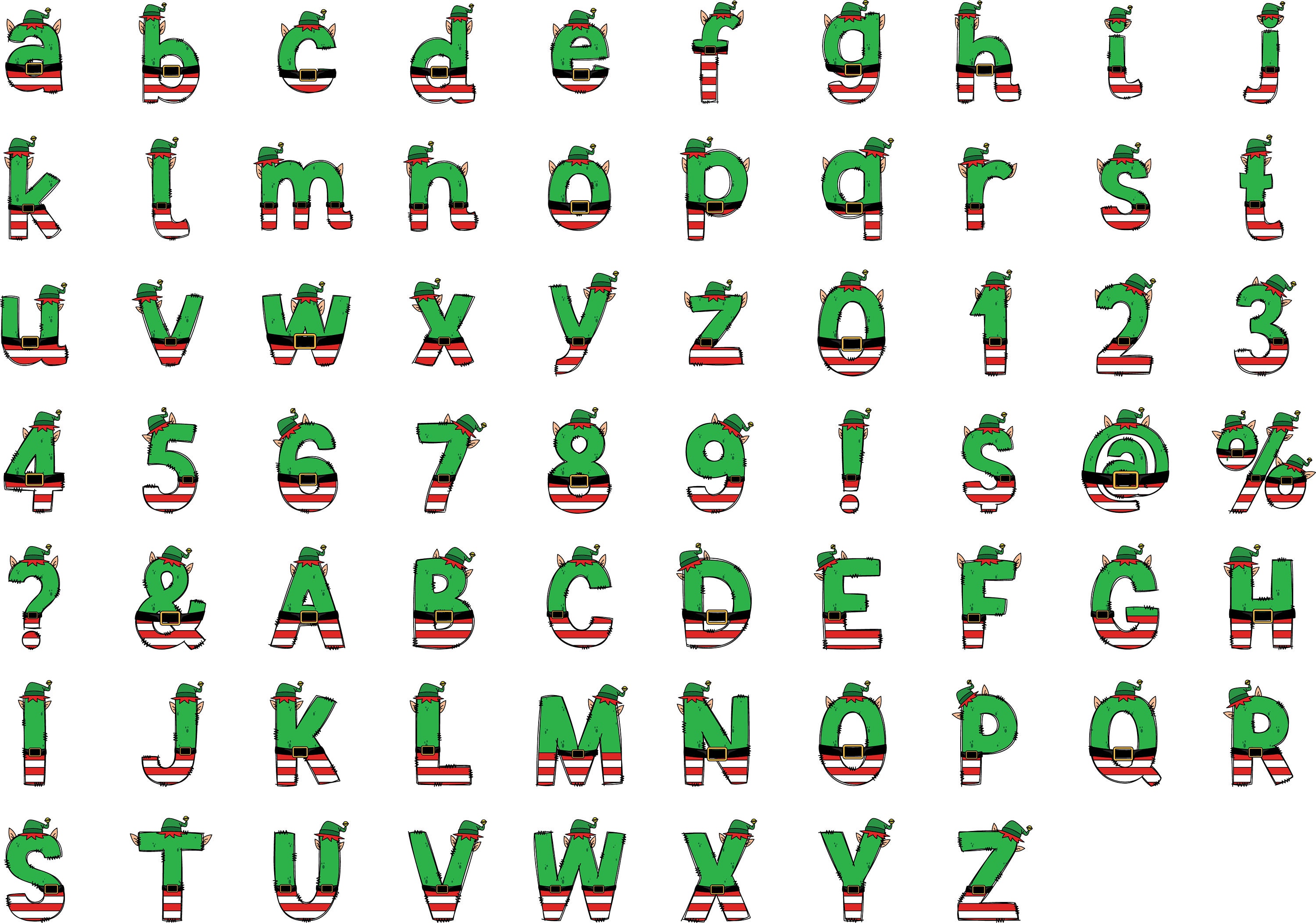 Christmas Doodle Letters Santa Sublimation Font Xmas Doodle - Etsy