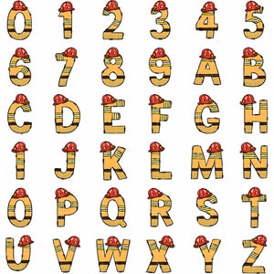 Firefighter Clip Art + Doodle Letters and Numbers, Fire Man Uppercase ...