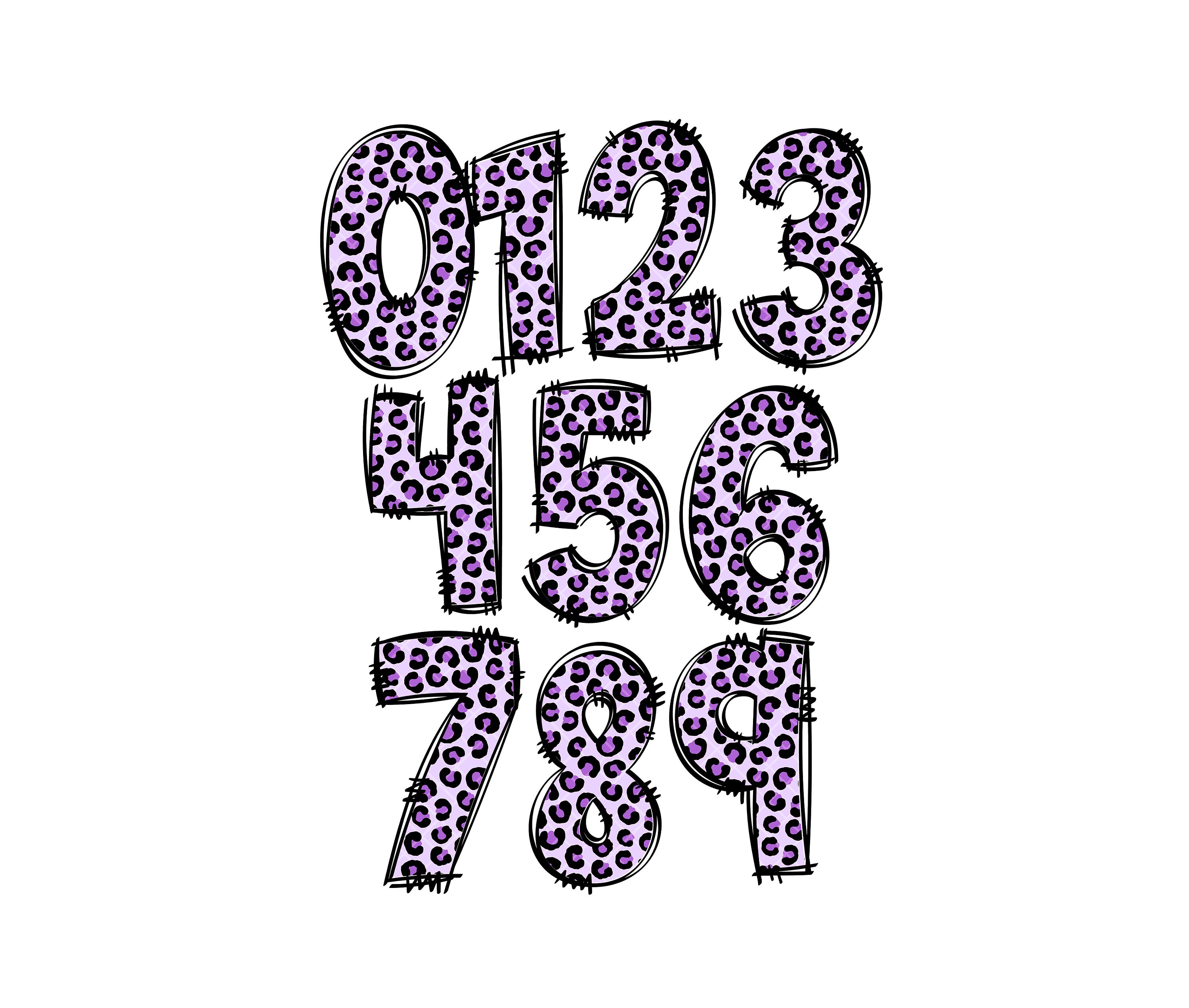 Purple Leopard Doodle Letters PNG Bundle, Purple Cheetah Colourful ...