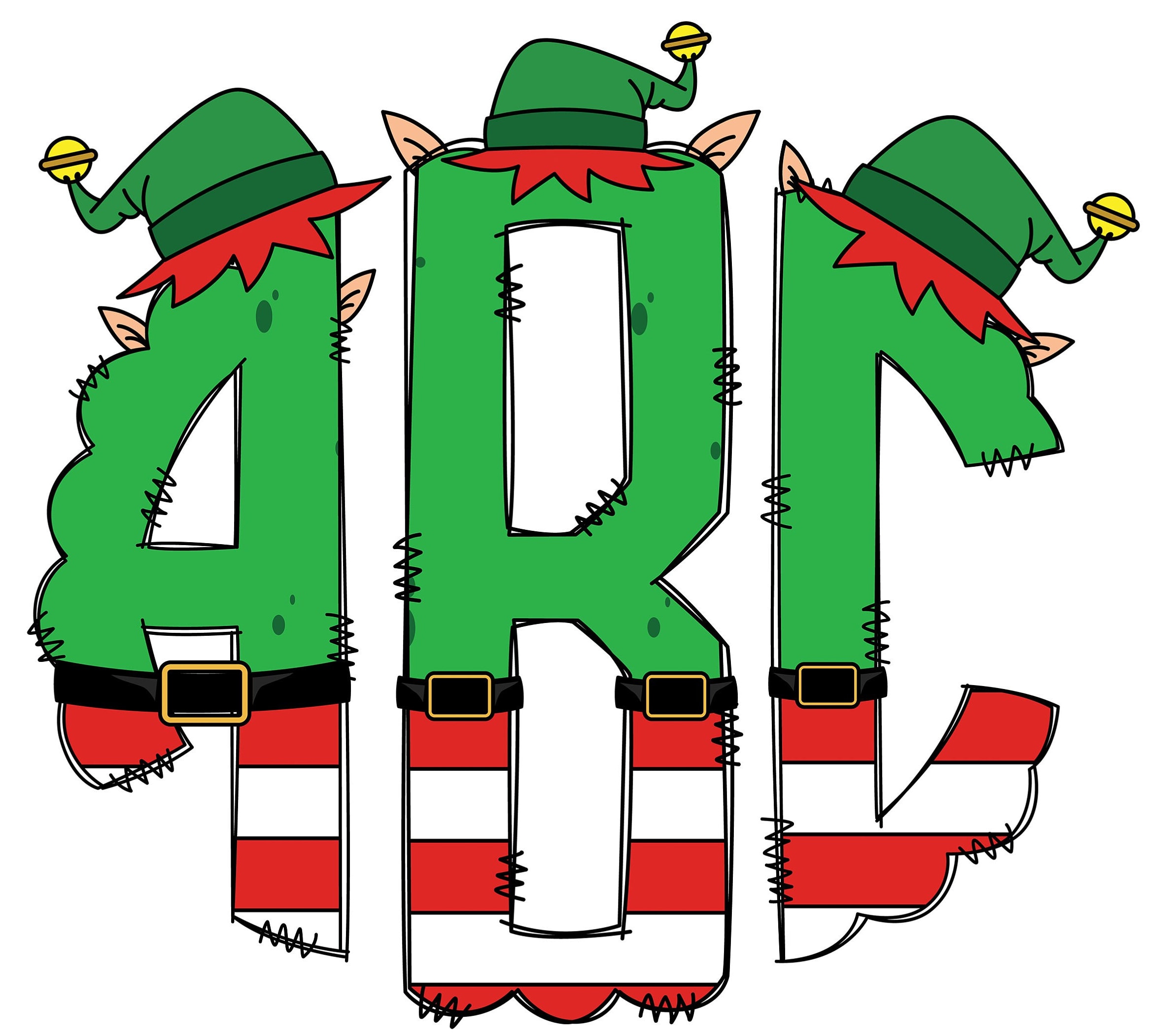 CHRISTMAS Monogram Letters Reindeer Elf Santa Clause - Etsy