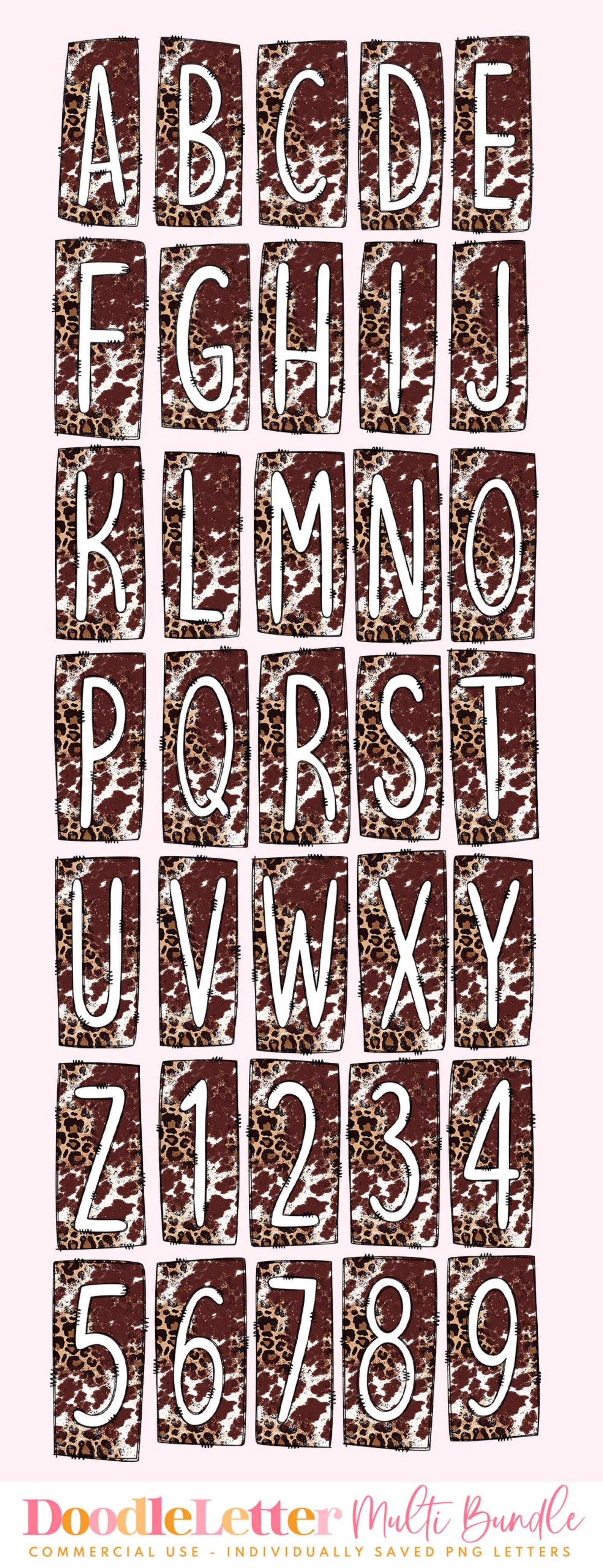 Cowhide Leopard Mega Doodle Letter Bundle, Alphabet Set, Clip Art ...