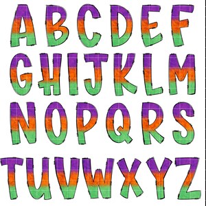 Halloween Doodle Letters With Clip Art PNG Files, Make Your Own Name ...