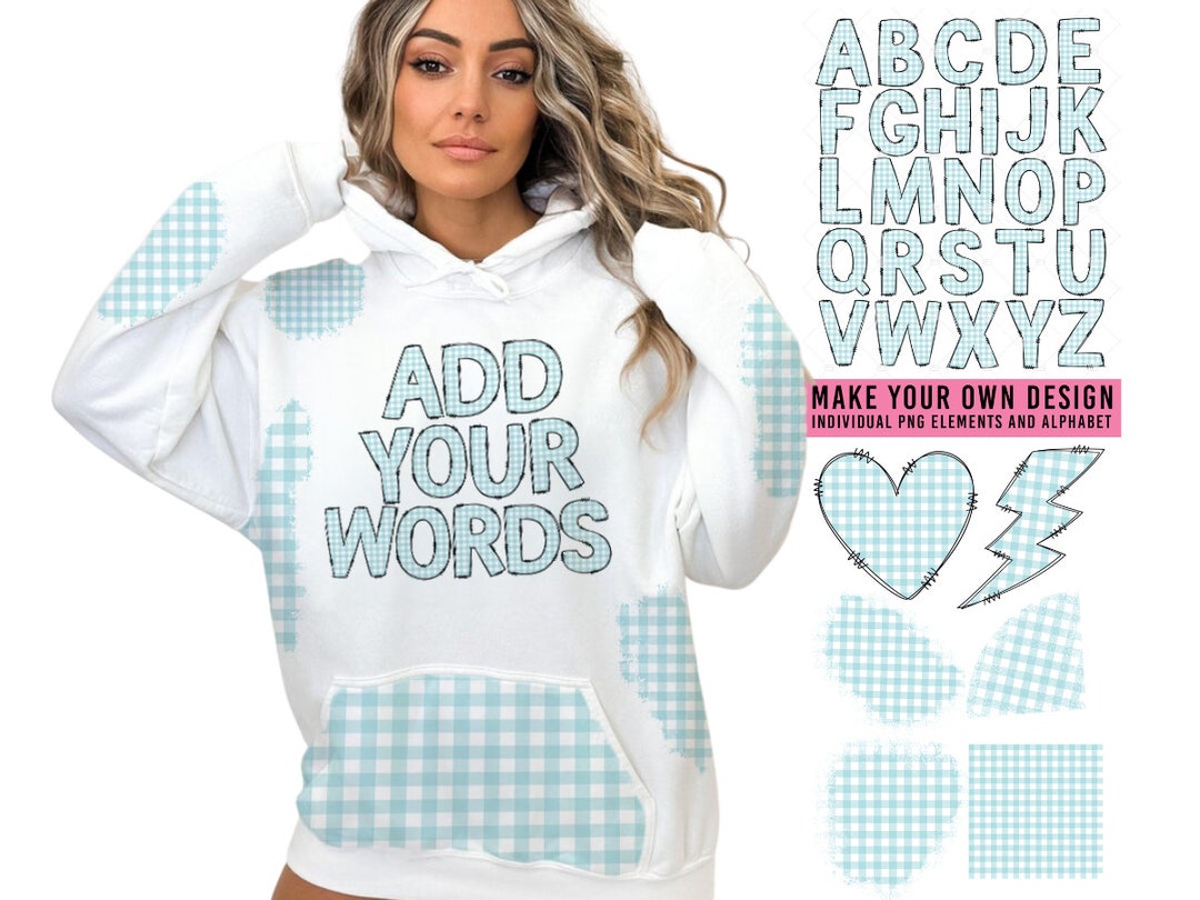 Blue Plaid Custom Bleach Hoodie, Doodle Letters With Matching Bleach ...