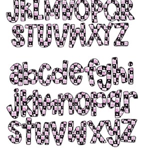 Pink Bow Doodle Letters PNG, Retro Digital Download, Pink Speckle ...