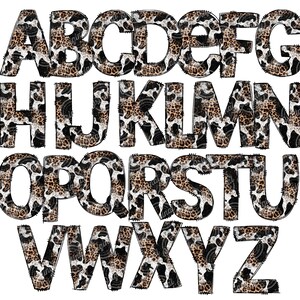 Cowhide Print Alphabet Letters Bundle, Leopard Print, Bleach Western ...