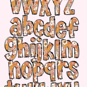Boho Retro Flowers Mega Doodle Letter Bundle, Alphabet Set, Clip Art ...