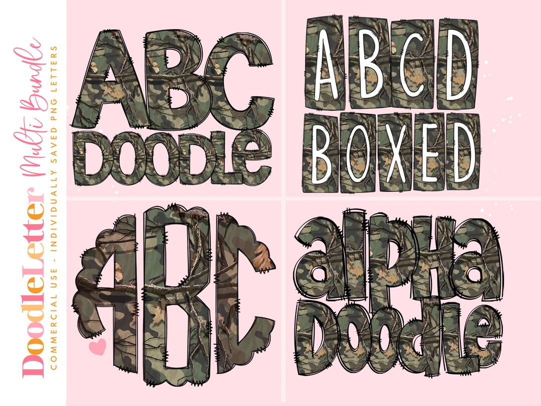 Camo Hunt Mega Doodle Letter Bundle, Alphabet Set, Clip Art Letters ...