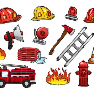Firefighter Clip Art + Doodle Letters and Numbers, Fire Man Uppercase ...
