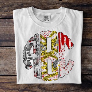 Serial Killer True Crime Scene Doodle Monogram Clip Art Attached Middle ...