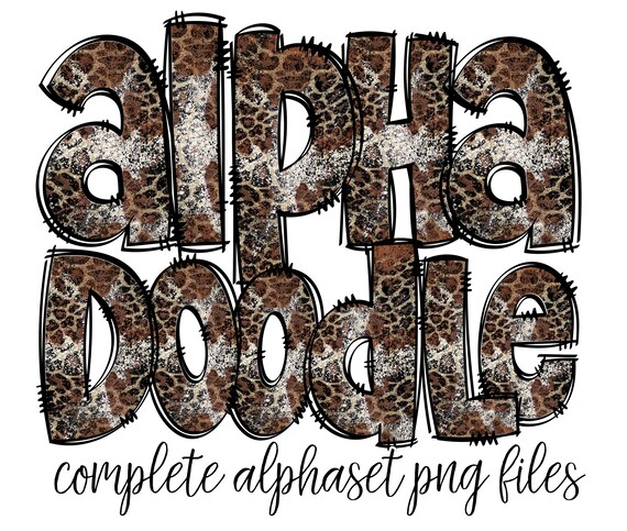 Western Doodle Alphabet Letters PNG Bundle Cheetah Cowhide - Etsy