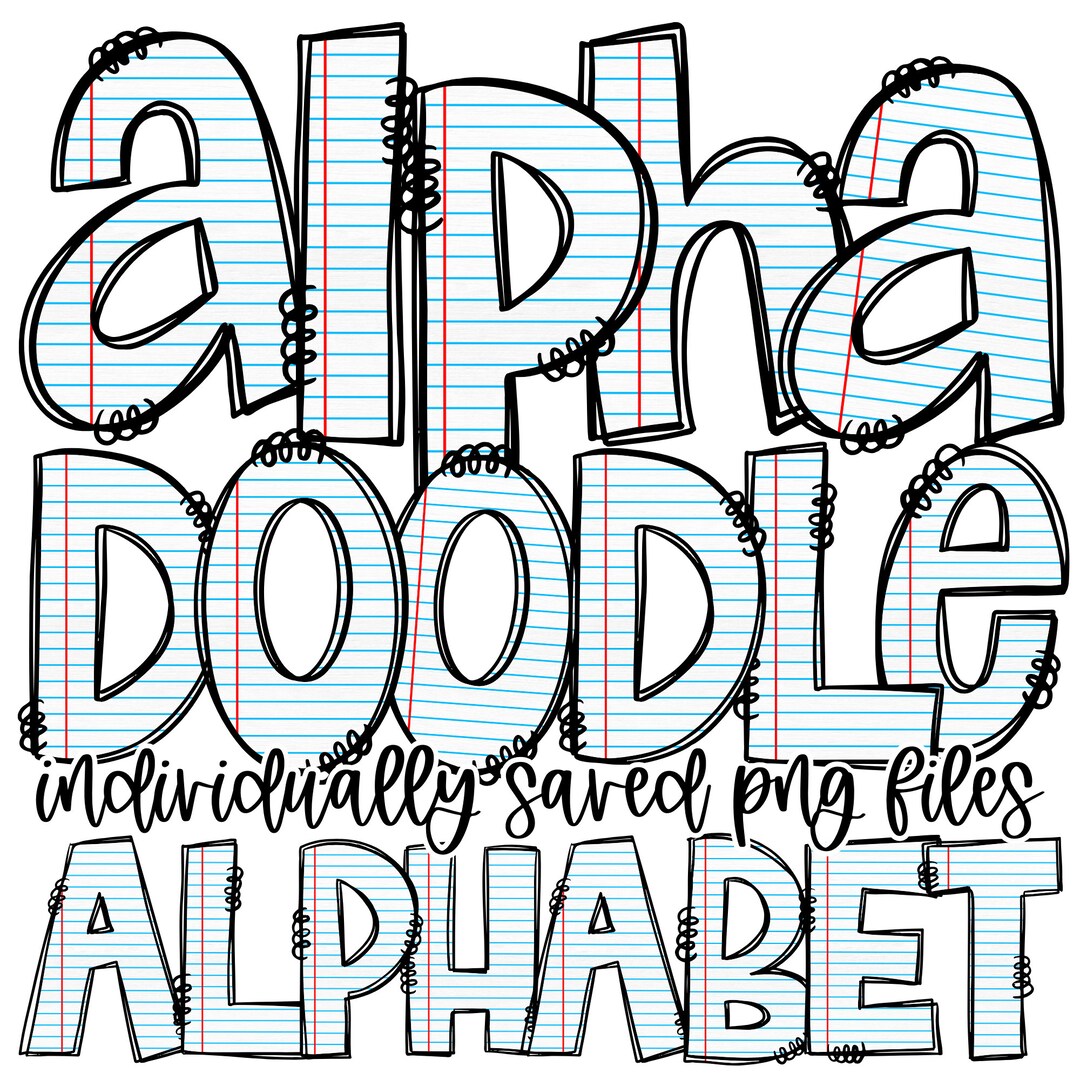 Paper Teacher Doodle Letters, Back to School, Hand Drawn Doodle Alpha ...