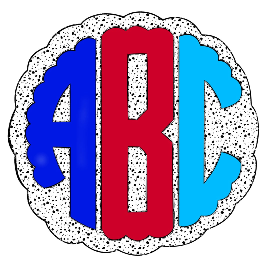 USA Red White Blue Bright Spotty Doodle MONOGRAM Alphabet Letters ...