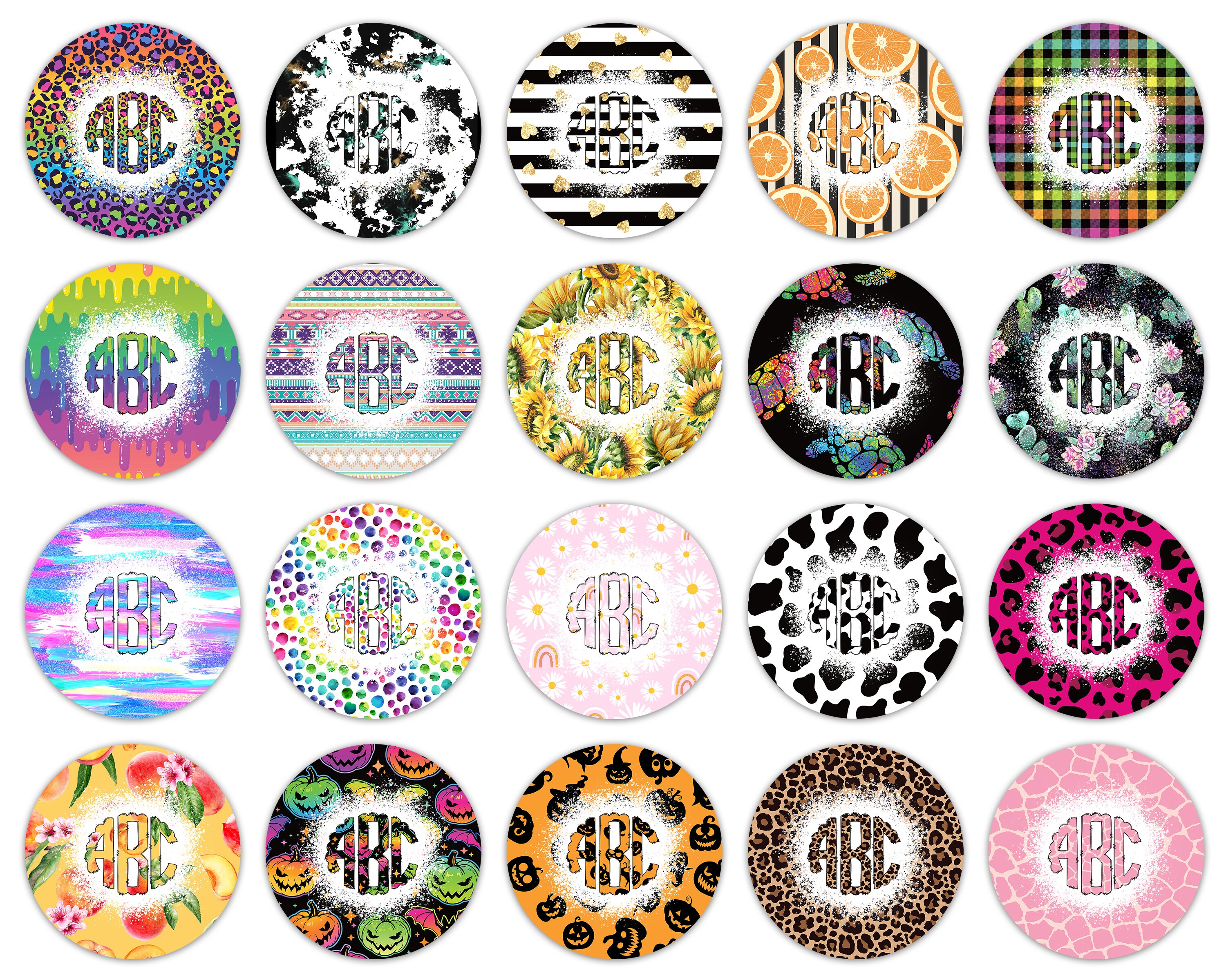 Car Coaster Bundle With Matching Monograms Clip Art Design | Etsy